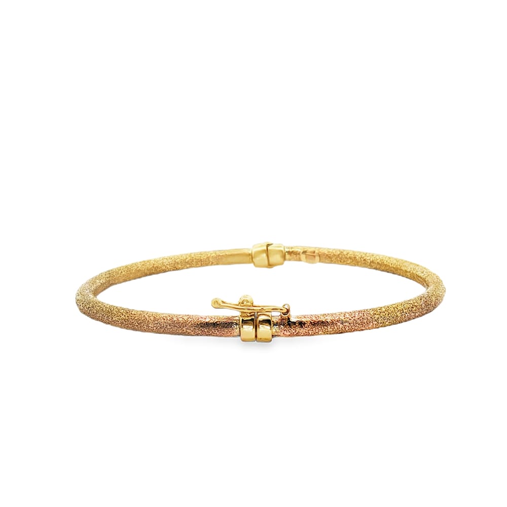 14K Yellow Gold 3mm Texture Bangle - Sage Jewelers